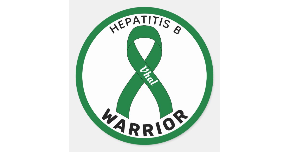 Hepatitis B Warrior Ribbon White Round Sticker | Zazzle