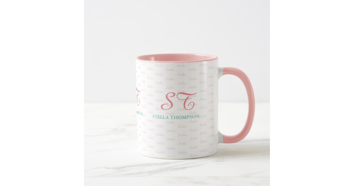 her elegant pink mug with monogram | Zazzle