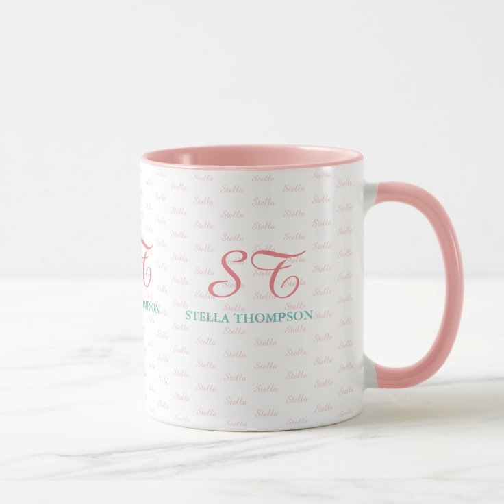 her elegant pink mug with monogram | Zazzle