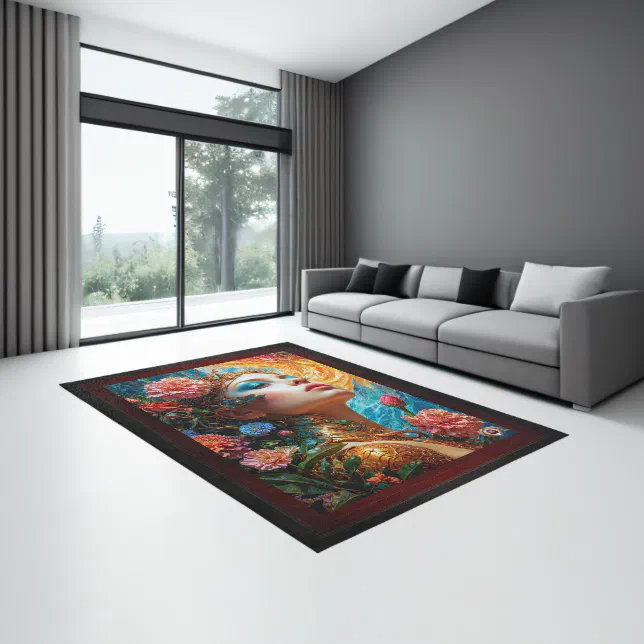 Her Floral Delights AI Concept Art by Xzendor7 Rug | Zazzle