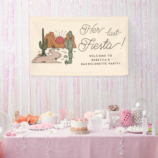 Her Last Fiesta Boho Desert Bachelorette Party Banner | Zazzle