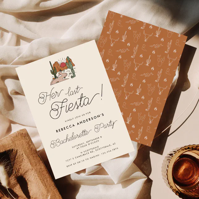 Her Last Fiesta Desert Cactus Bachelorette Party Invitation | Zazzle