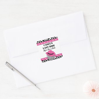 Her Last Ride Disco Cowgirl Bachelorette Party Square Sticker | Zazzle