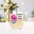Her Last Ride Disco Cowgirl Bachelorette Party Stemless Wine Glass | Zazzle