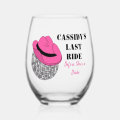 Her Last Ride Disco Cowgirl Bachelorette Party Stemless Wine Glass | Zazzle