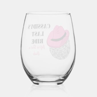 Her Last Ride Disco Cowgirl Bachelorette Party Stemless Wine Glass | Zazzle