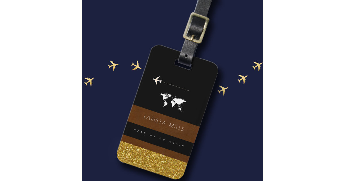 her modern classy travel luggage tag with stripes | Zazzle