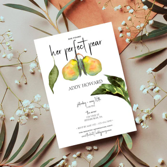 Her Perfect Pear - Bridal Shower Invitation | Zazzle