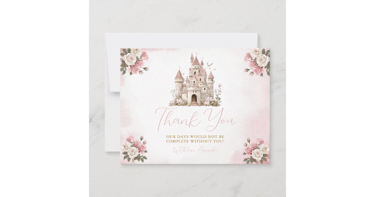 Her royal five-ness Princess Birthday Castle Thank You Card | Zazzle