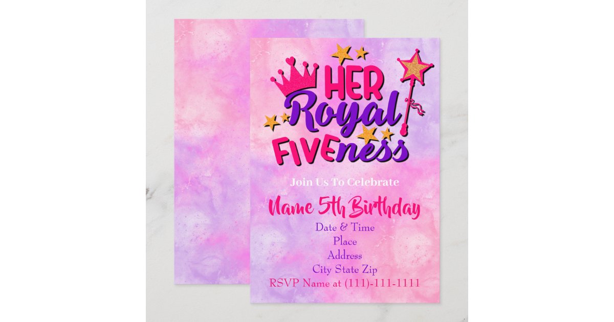 Her Royal Fiveness Birthday Invitation Template | Zazzle