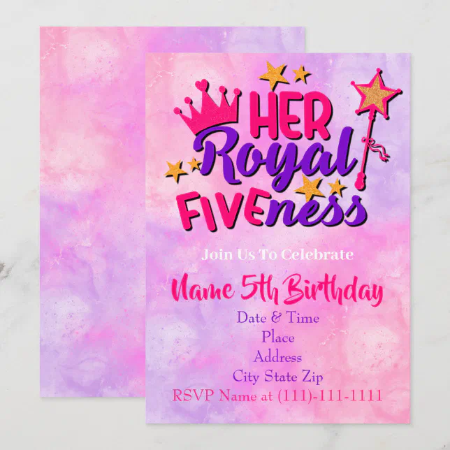 Her Royal Fiveness Birthday Invitation Template | Zazzle