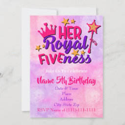 Her Royal Fiveness Birthday Invitation Template | Zazzle
