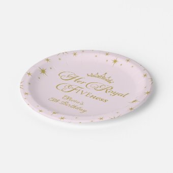 Her Royal Fiveness Gold Princess 5th Birthday Pape Paper Plates | Zazzle