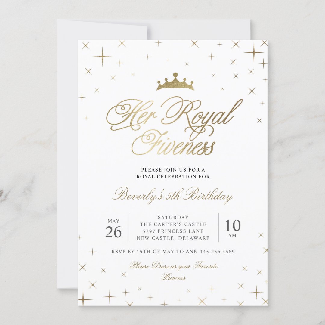 Her Royal Fiveness Invitation | Zazzle