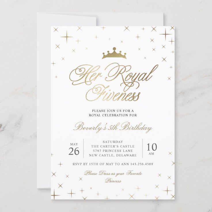 Her Royal Fiveness Invitation | Zazzle