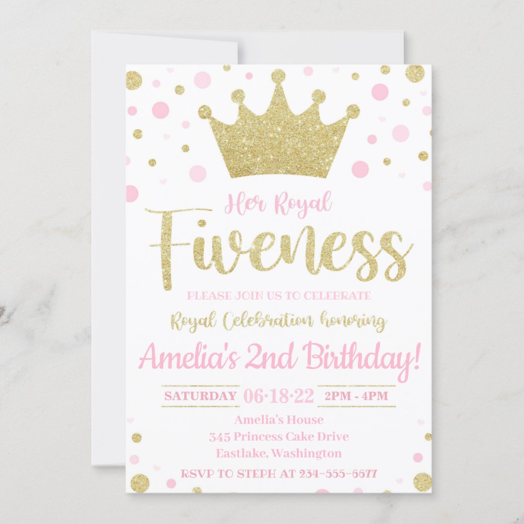 Her Royal Fiveness Invitation | Princess Invite | Zazzle