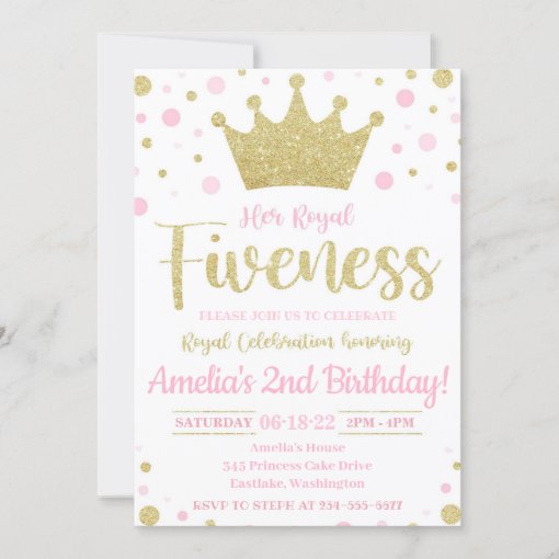 Her Royal Fiveness Invitation | Princess Invite | Zazzle