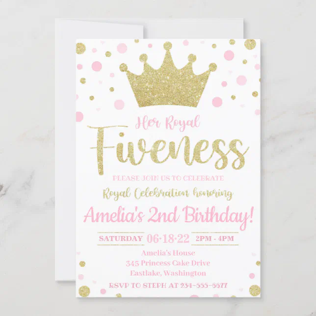 Her Royal Fiveness Invitation | Princess Invite | Zazzle