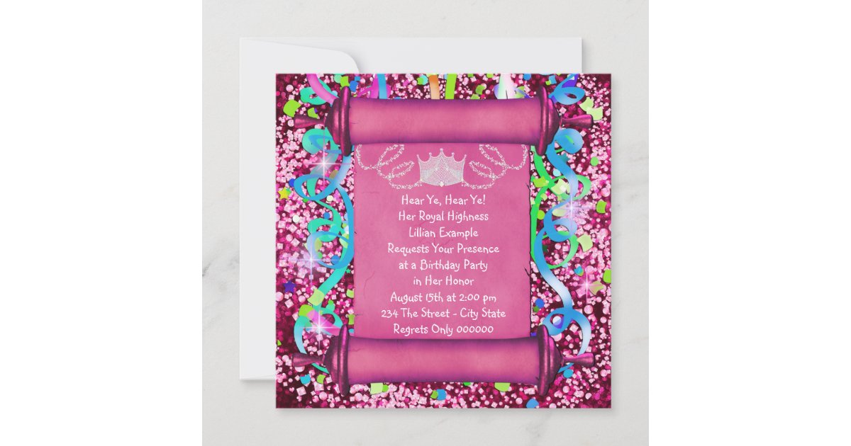 Her Royal Highness Princess Birthday Party Invitation | Zazzle