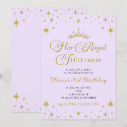 Her Royal Threeness Gold Princess 3rd Birthday Invitation | Zazzle