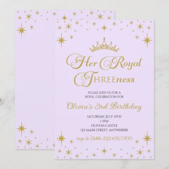 Her Royal Threeness Gold Princess 3rd Birthday Invitation | Zazzle