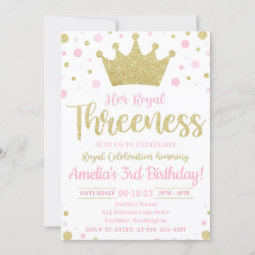 Her Royal Threeness Invitation | Princess Invite | Zazzle
