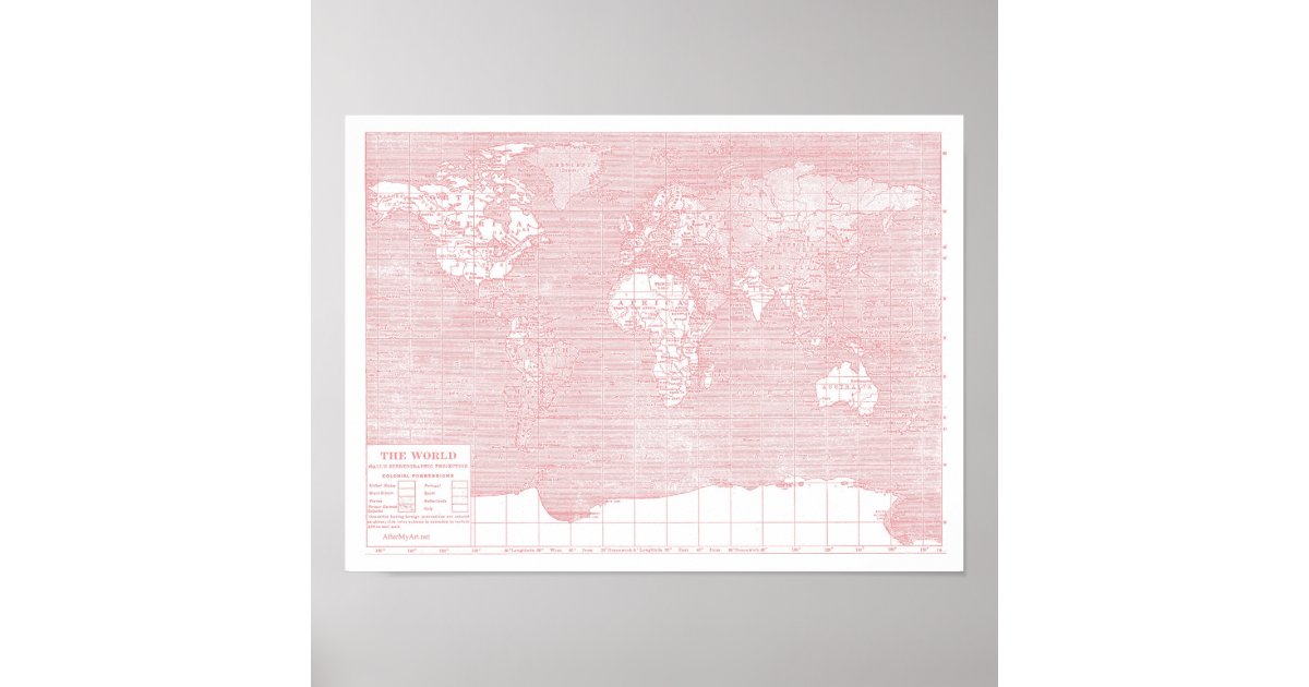 Her World ~ Pink Vintage World Map Poster | Zazzle