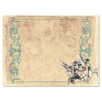 Herald White Rabbit Alice in Wonderland Decoupage Tissue Paper | Zazzle