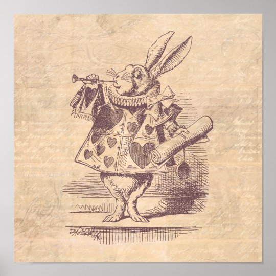 Herald White Rabbit Vintage Alice in Wonderland Poster | Zazzle.com