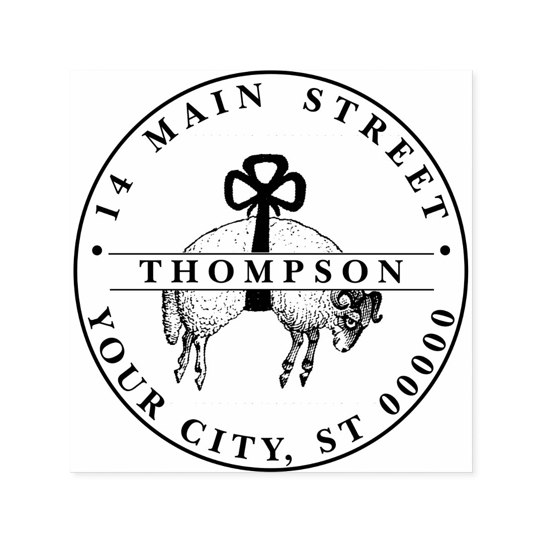 Heraldic Banded Fleece Ram Sheep Crest Emblem Self-inking Stamp | Zazzle