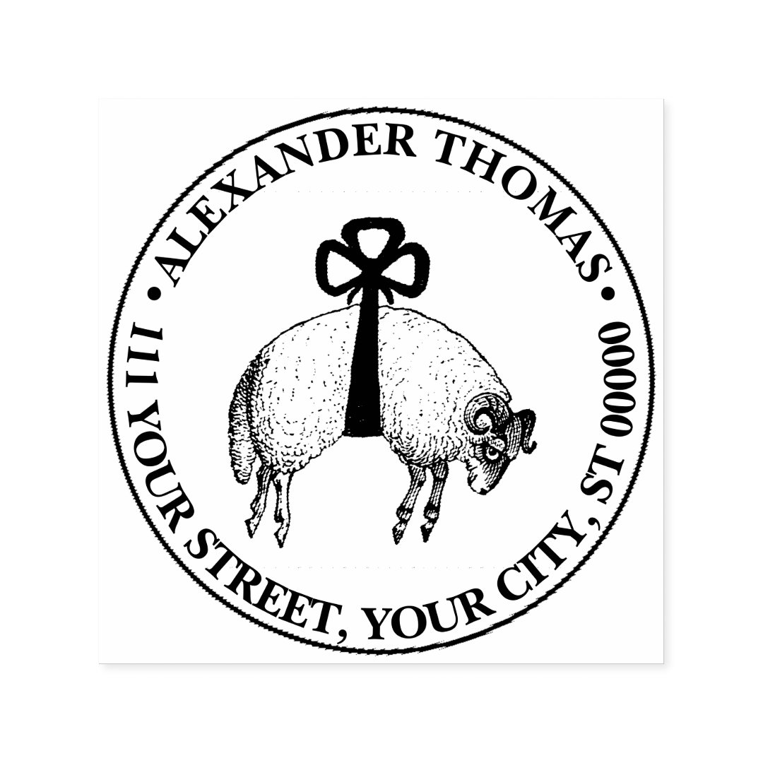 Heraldic Banded Fleece Ram Sheep Crest Emblem Self-inking Stamp | Zazzle