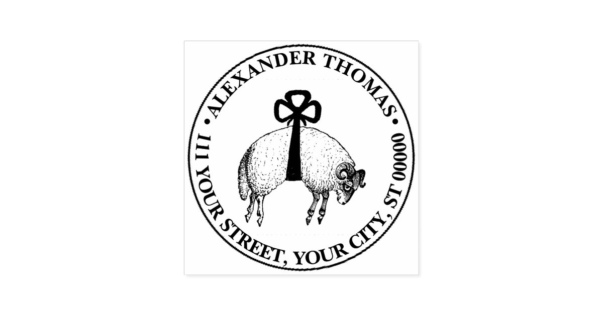Heraldic Banded Fleece Ram Sheep Crest Emblem Self-inking Stamp | Zazzle