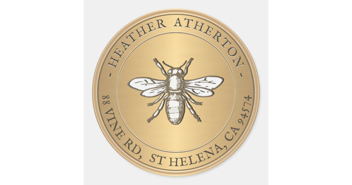Heraldic Bee Metallic Gold Envelope Seal | Zazzle