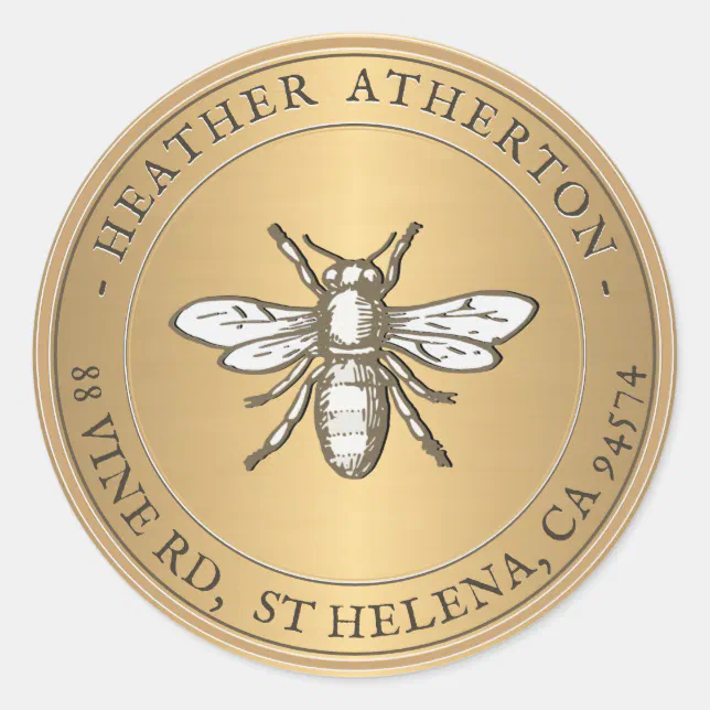 Heraldic Bee Metallic Gold Envelope Seal | Zazzle