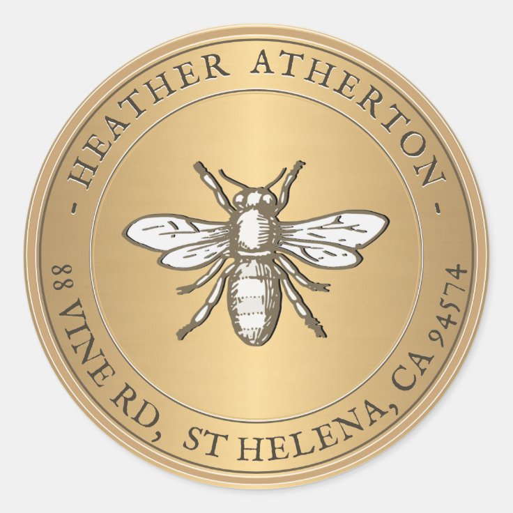 Heraldic Bee Metallic Gold Envelope Seal | Zazzle