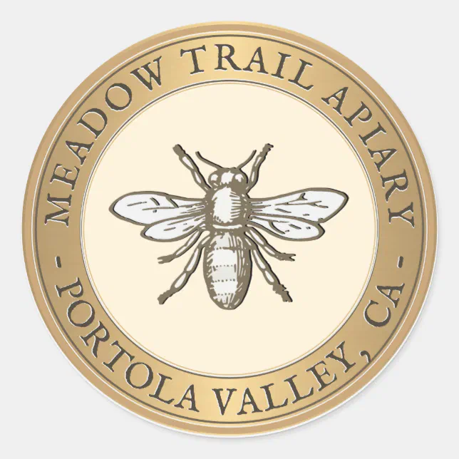 Heraldic Bee Metallic Gold & Ivory Sticker | Zazzle