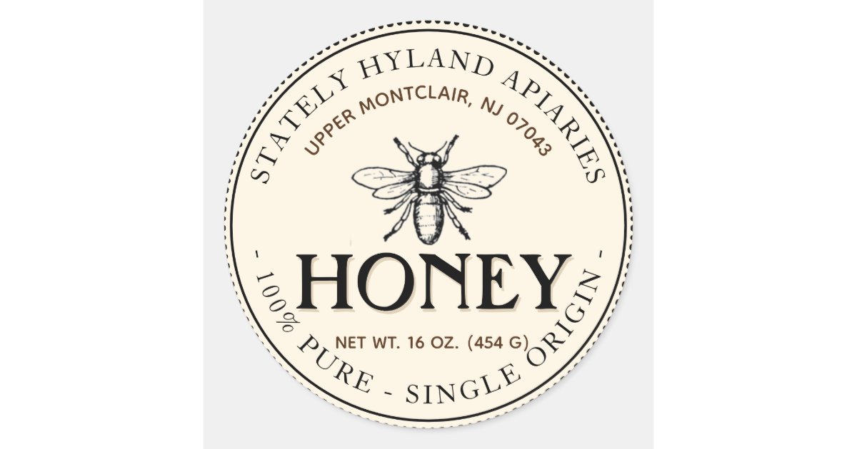Heraldic Bee Single Origin Honey Label | Zazzle