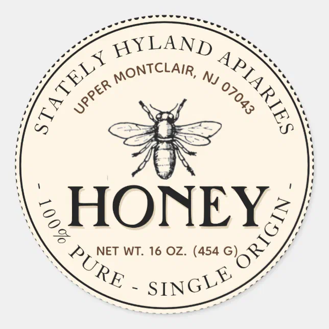 Heraldic Bee Single Origin Honey Label | Zazzle