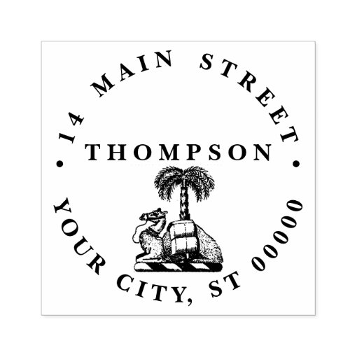 Heraldic Camel Palm Tree Color Coat of Arms Rubber Stamp | Zazzle