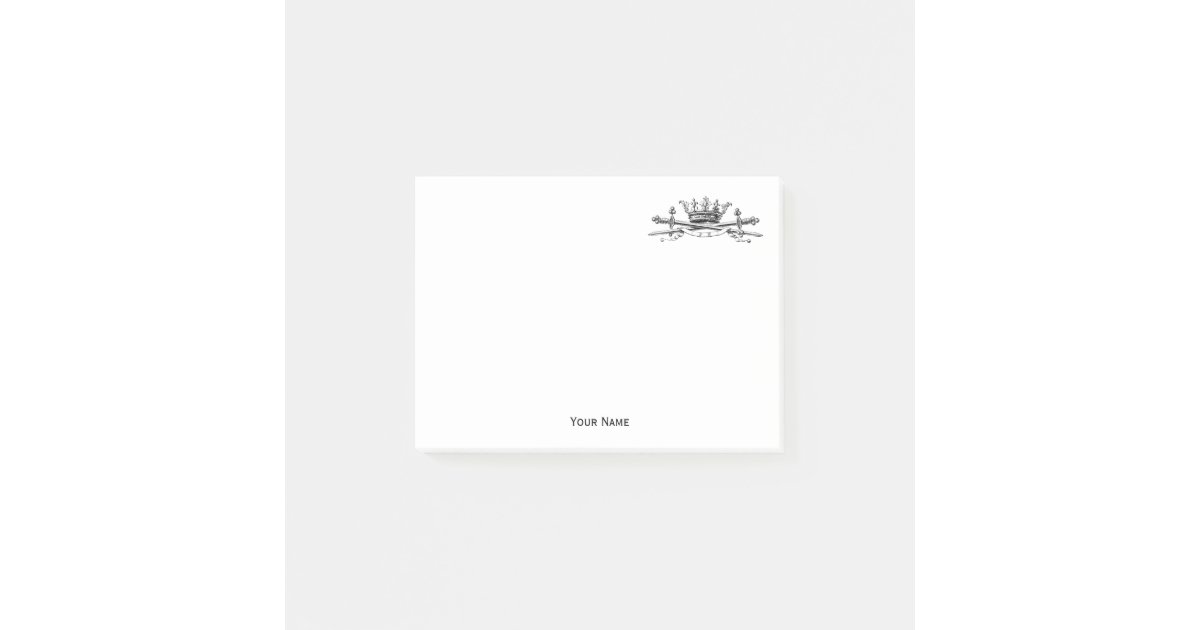 Heraldic Crown Crossed Swords Sabers Emblem Crest Post-it Notes | Zazzle