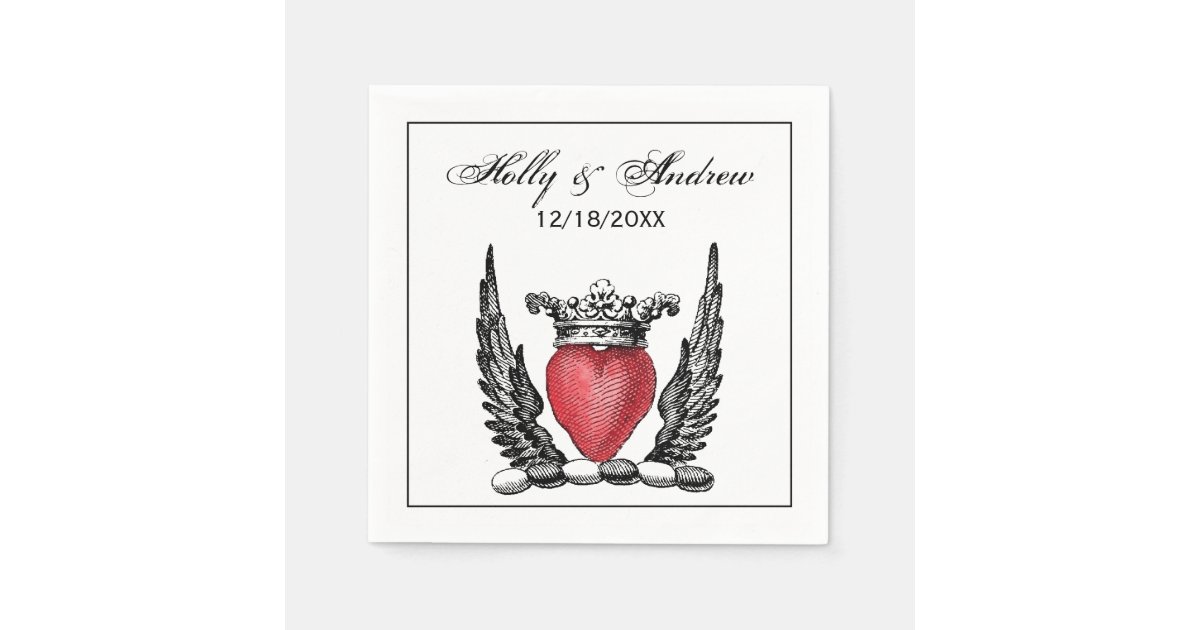 Heraldic Heart with Wings Coat of Arms Crest Napkins | Zazzle