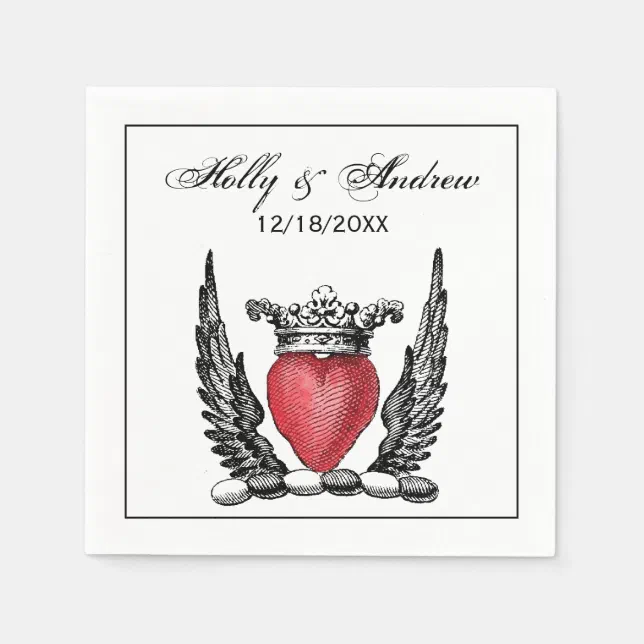 Heraldic Heart with Wings Coat of Arms Crest Napkins | Zazzle