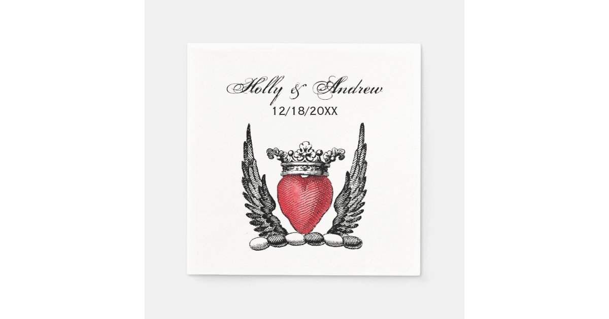 Heraldic Heart with Wings Coat of Arms Crest Paper Napkins | Zazzle