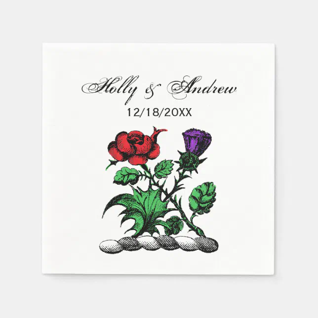 Heraldic Rose & Thistle Coat of Arms Crest Color Paper Napkins | Zazzle