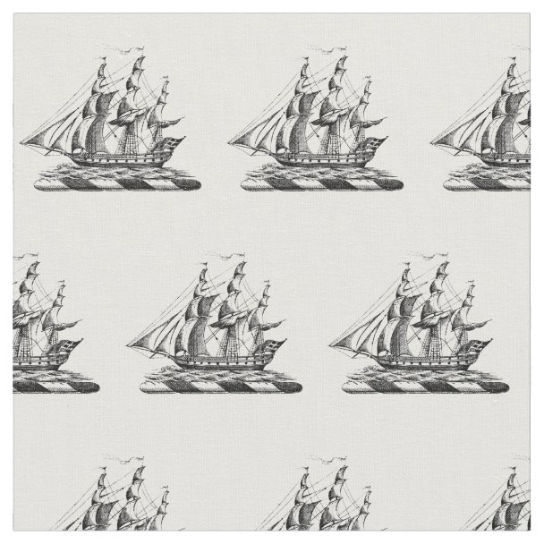 Vintage Nautical Pattern Old Map Background Fabric | Zazzle