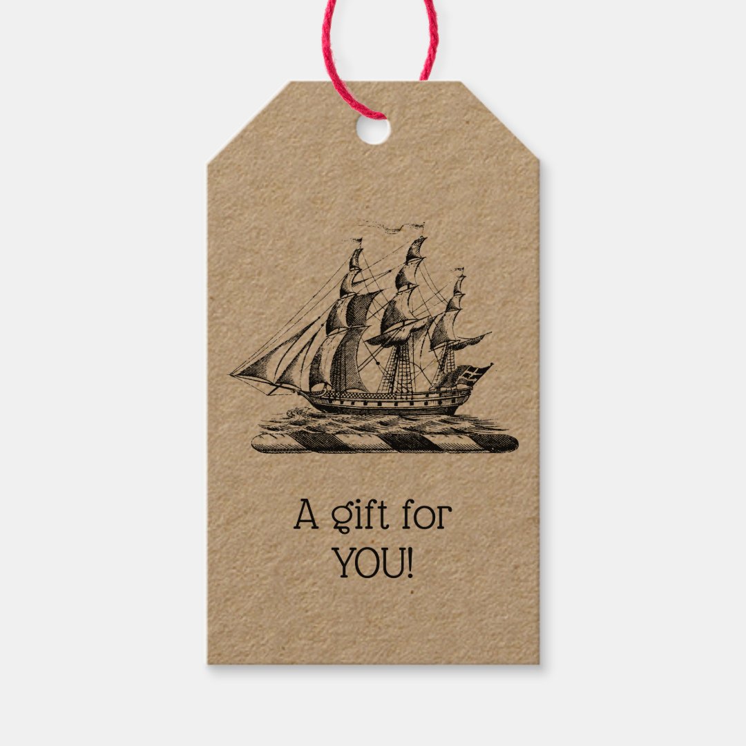 Heraldic Vintage Nautical Clipper Ship Crest Gift Tags | Zazzle