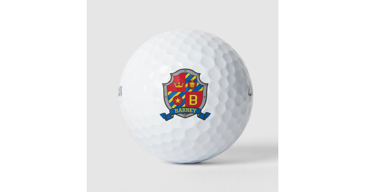 Heraldry graphic B monogram Barney golf balls | Zazzle