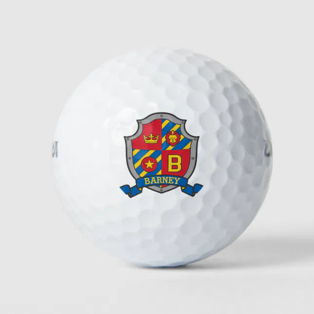 Heraldry graphic B monogram Barney golf balls | Zazzle