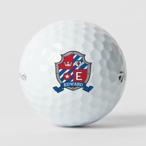Heraldry graphic E monogram Edward bird golf balls | Zazzle
