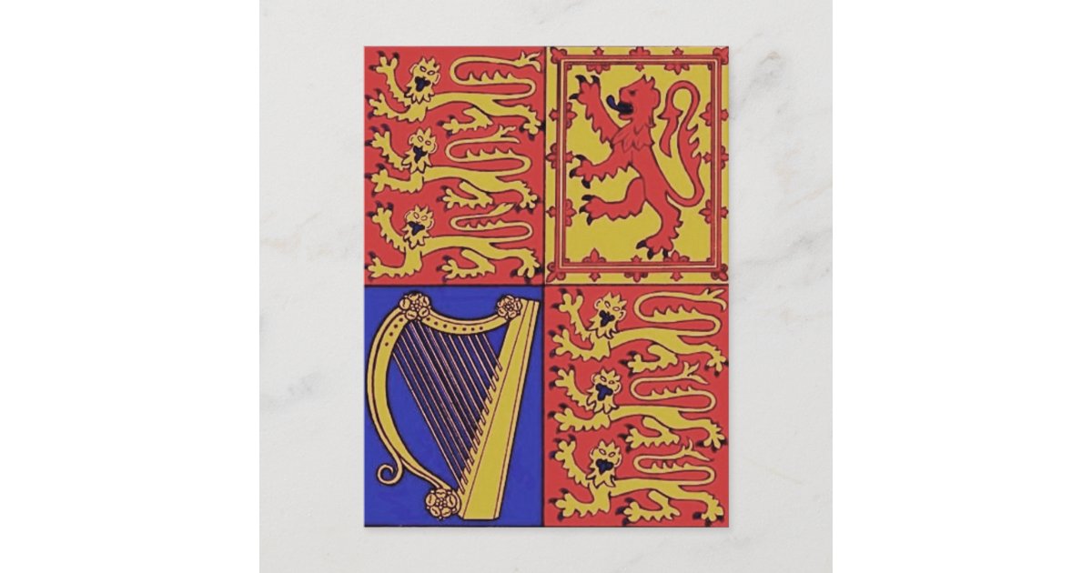 Heraldry With Harp And Lion Postcard | Zazzle
